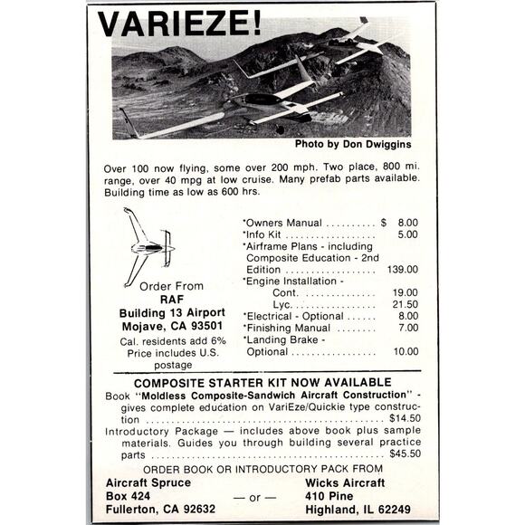 None and/or Unknown | Other | Aircraft Spruce Varieze Fullerton Ca 979 ...